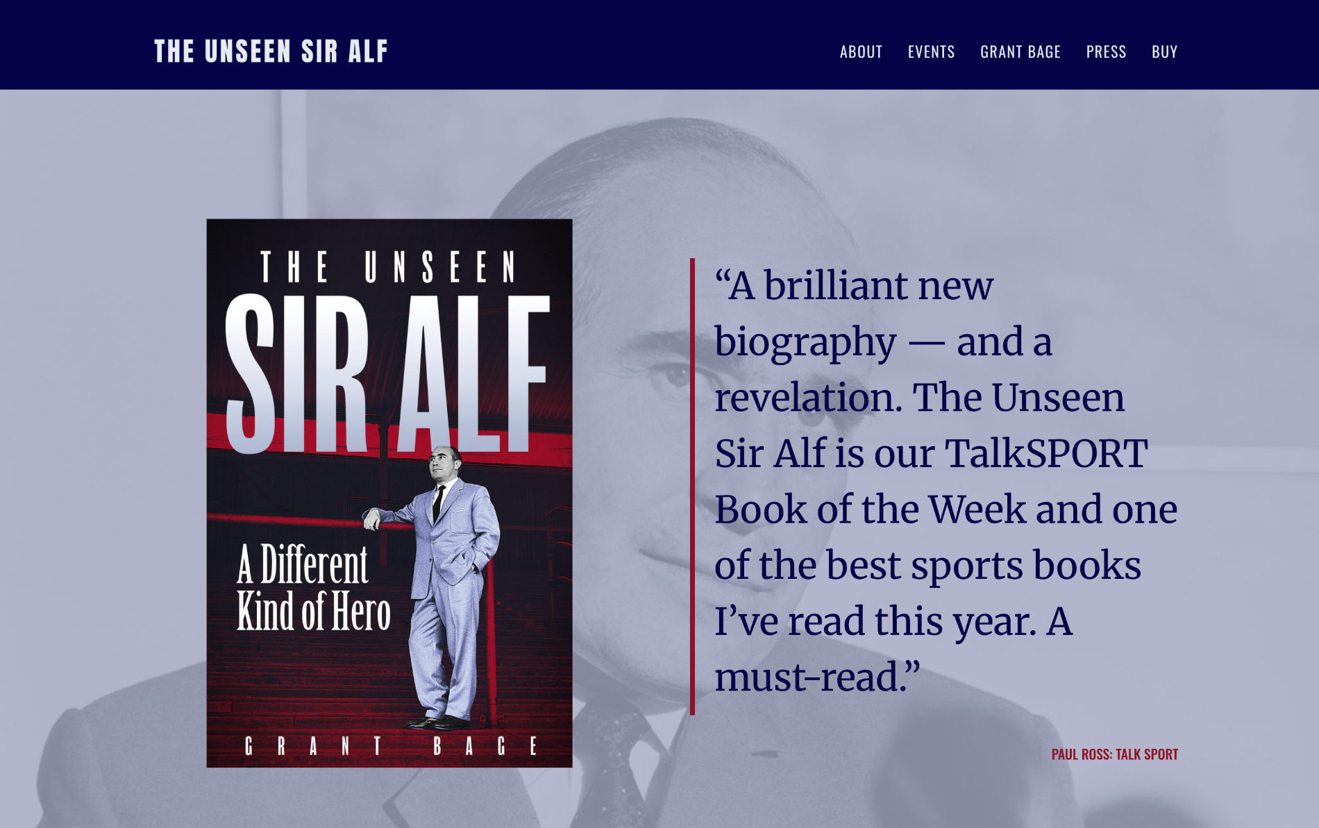 The Unseen Sir Alf | Alf Ramsey Biography by Grant Bage (Book)